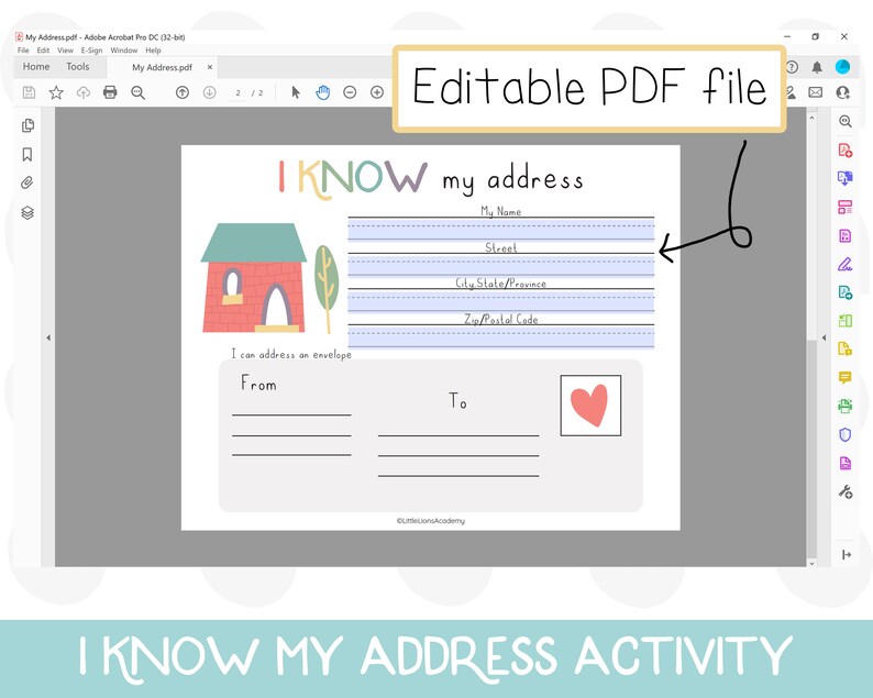 Editable Address Kids Activity, Address Practice, Homeschool Printable ...
