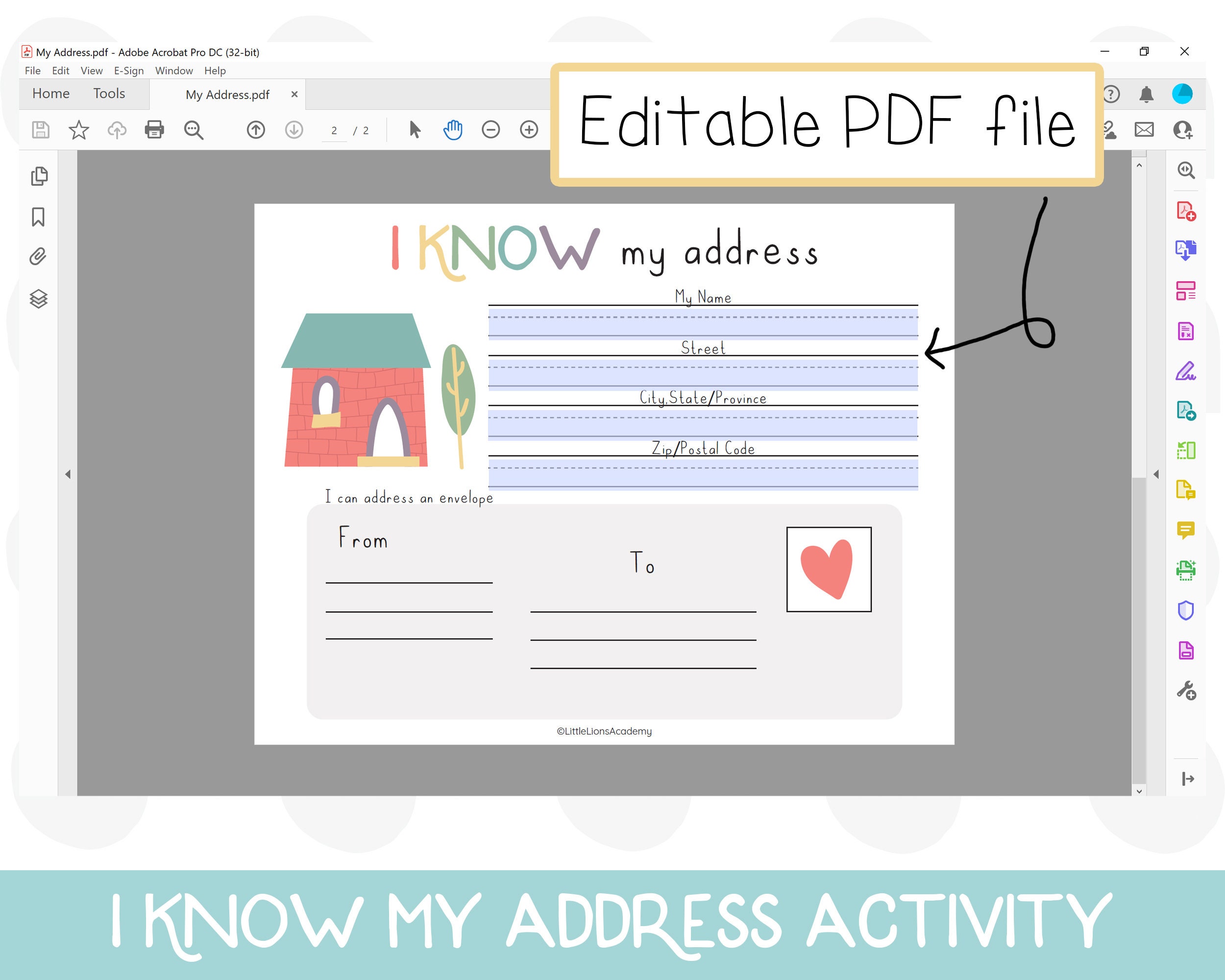 Editable Address Kids Activity, Address Practice, Homeschool Printable ...