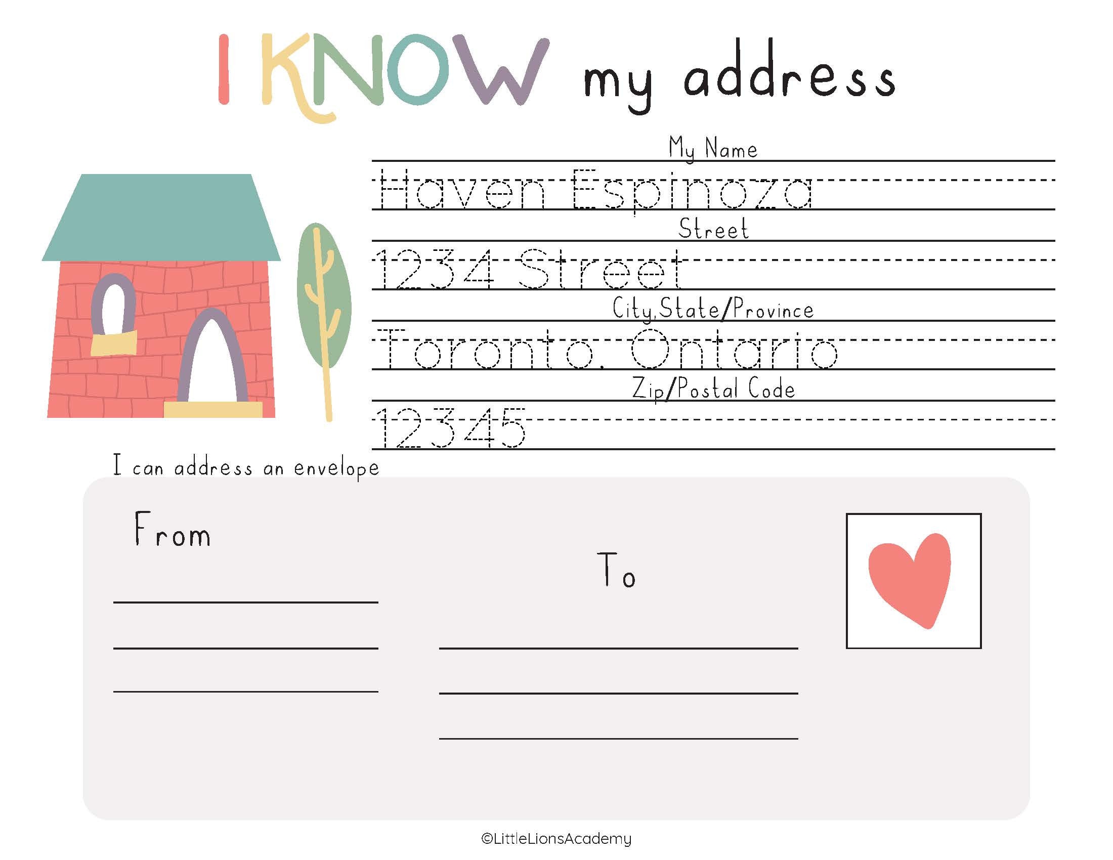 Editable Address Kids Activity, Address Practice, Homeschool Printable ...