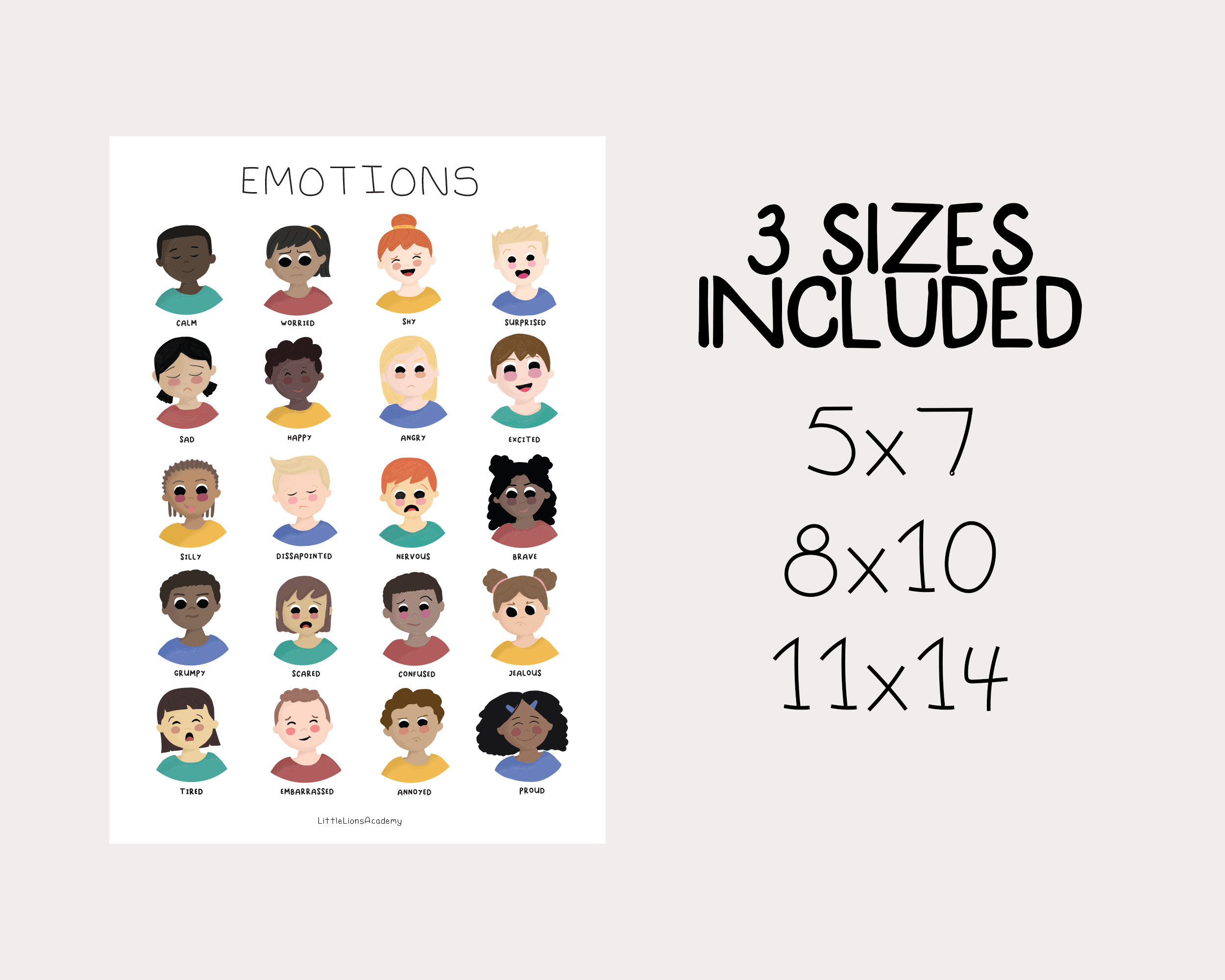 Emotions Poster, Kids Emotions Poster, Diversity Poster, Printable Wall ...