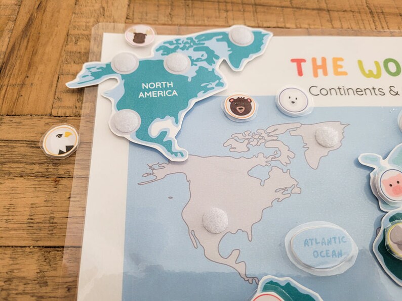 Continents Matching Game World Map Puzzle for Kids - Etsy Canada