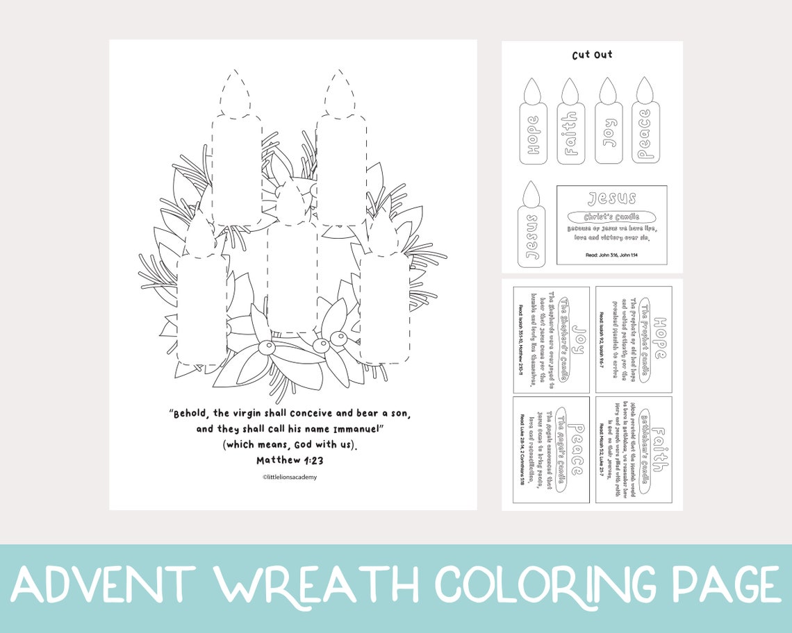 Advent Wreath, Advent Coloring Page, Christmas Wreath, Advent Candles ...