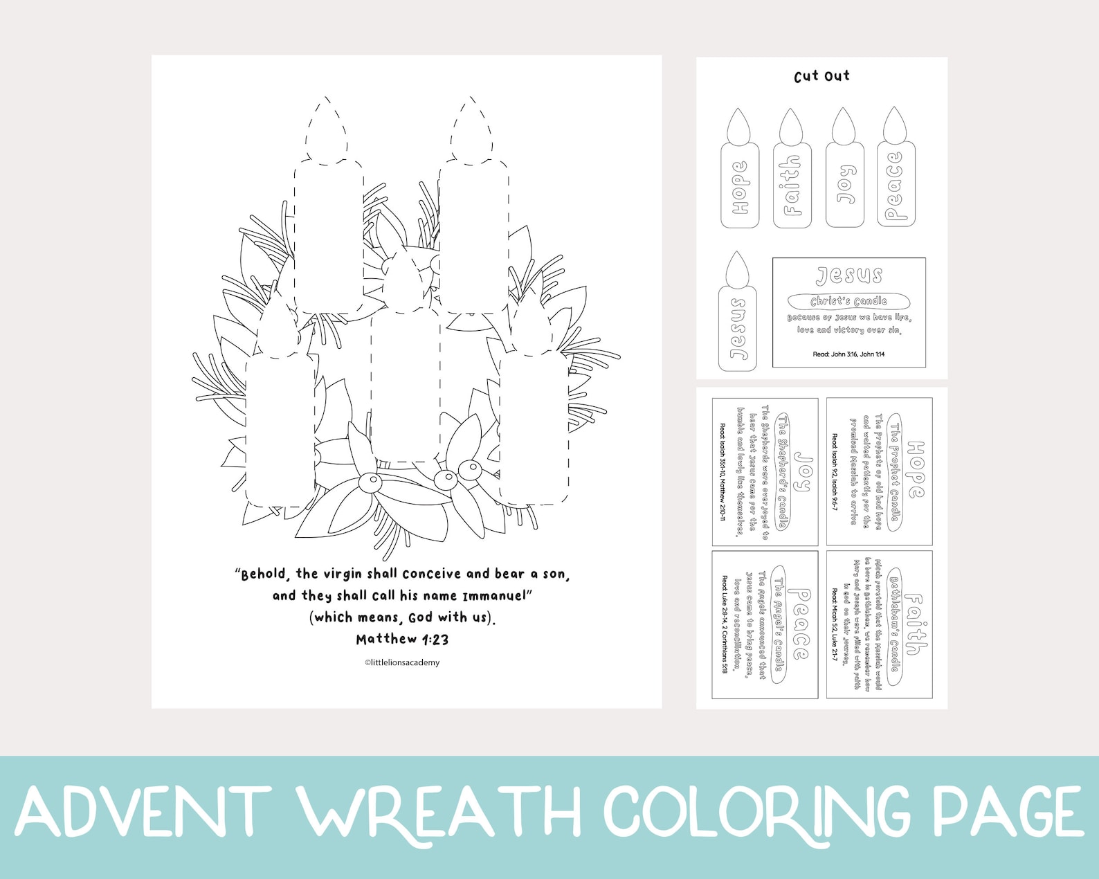 Advent Wreath, Advent Coloring Page, Christmas Wreath, Advent Candles ...