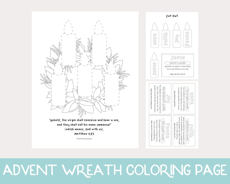 Advent Wreath, Advent Coloring Page, Christmas Wreath, Advent Candles ...