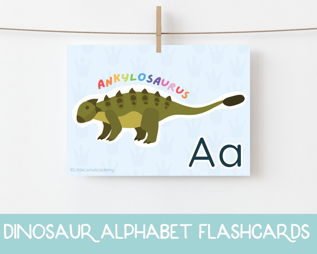 Dinosaur Alphabet Flashcards, Alphabet Printable, ABC Cards, Flash ...