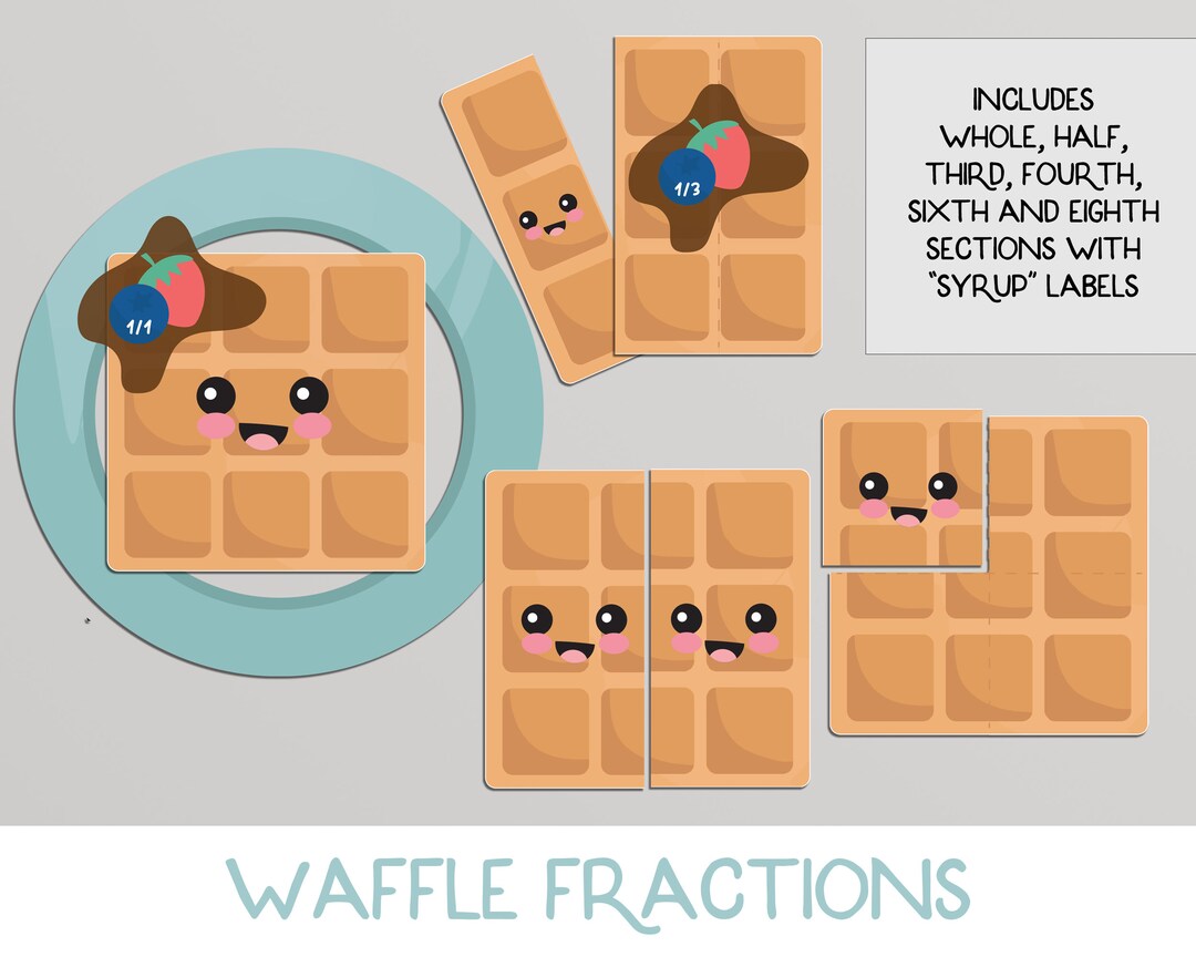 Waffle Fractions, Math Manipulative, Homeschool Printables, Montessori ...