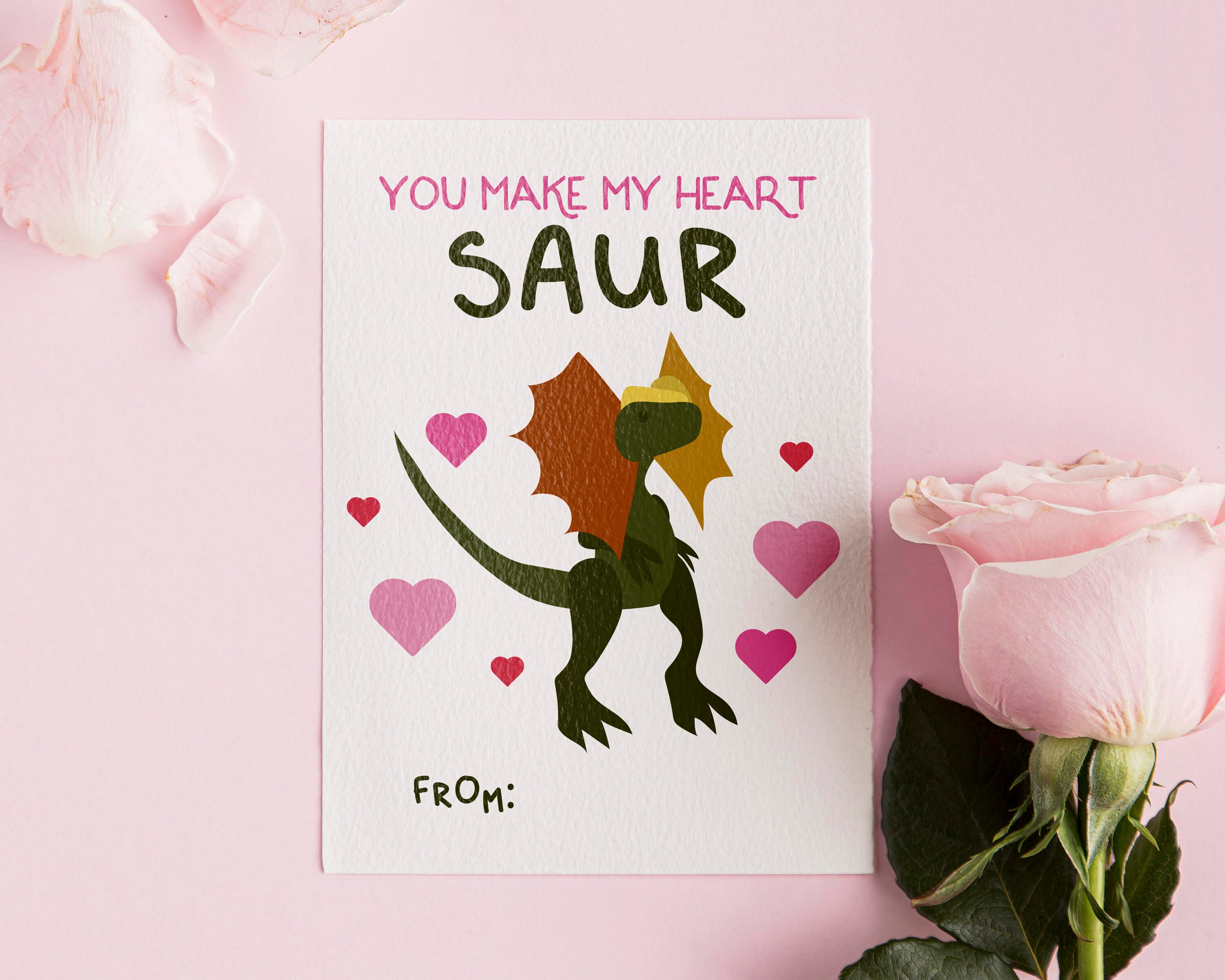 Dinosaur Valentine Cards, Printable Valentine Cards, Dino Valentine ...