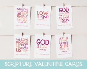God's Love Bible Verse Note Cards Printable Scripture Valentines Cute ...