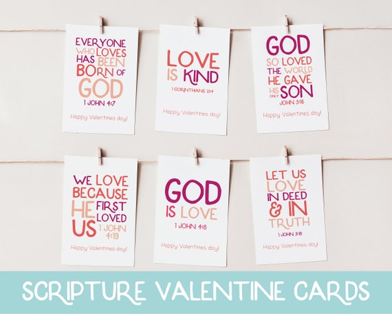Scripture Valentine Cards Printable Valentine Cards | Etsy