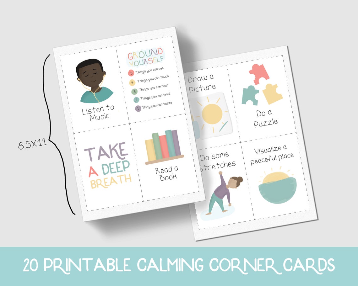 Calming Corner Cards, Calming Cards for Kids, Coping Cards, Feelings ...
