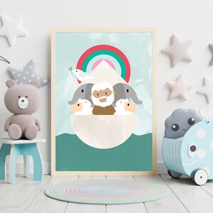 Noah's Ark Print, Bible Nursery Decor, Kids Room Wall Art, Noahs Ark ...