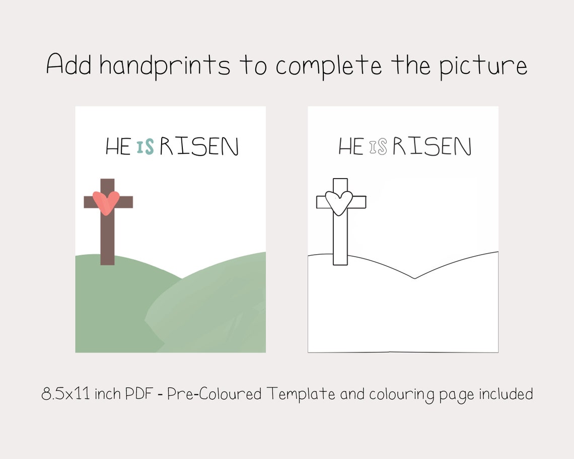 He is Risen Printable, Christian Easter Activities, Easter Handprint ...