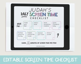 Custom Screen Time Checklist for Kids - Etsy