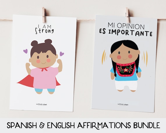 English and Spanish Affirmation Cards for Kids Printable | Etsy