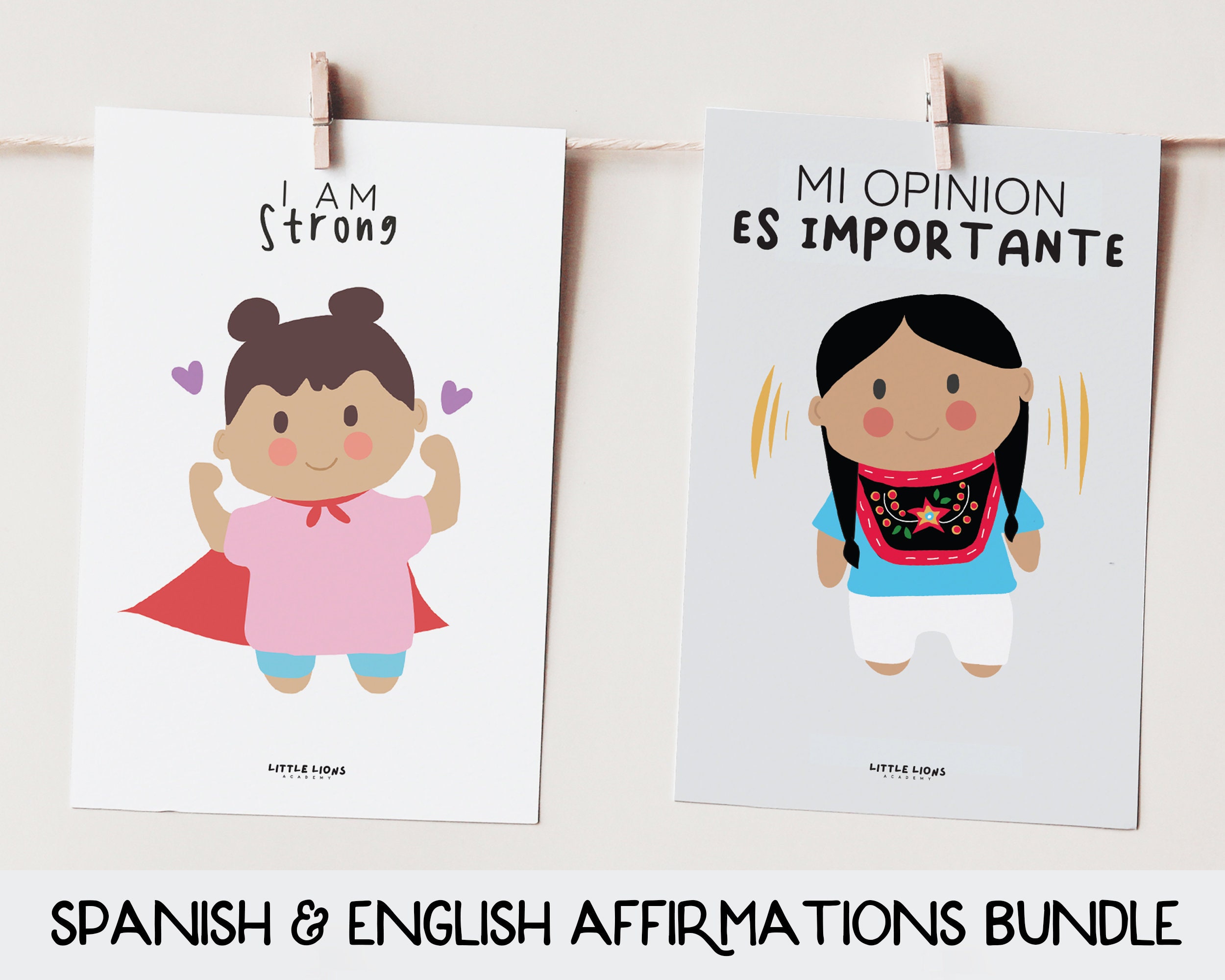 English and Spanish Affirmation Cards for Kids, Printable Affirmation ...