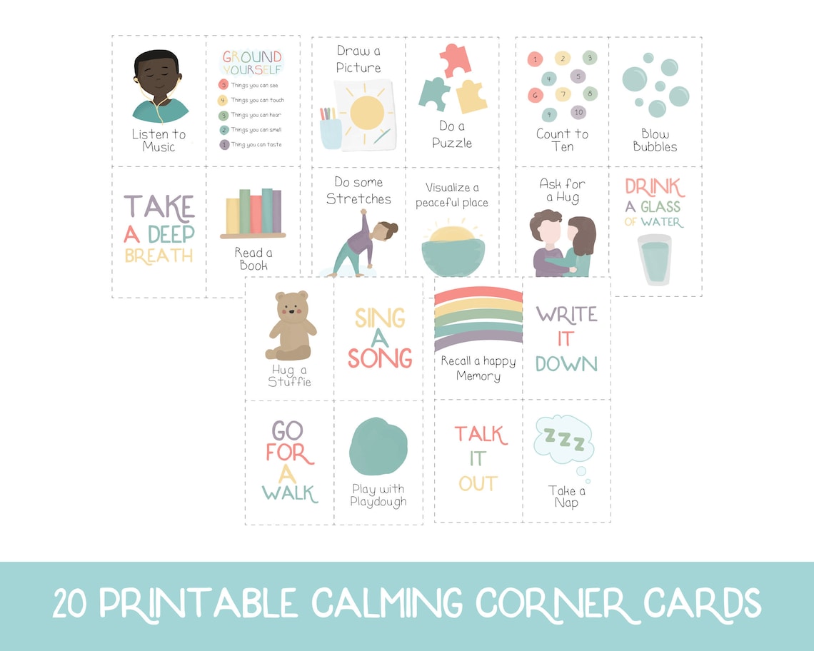Calming Corner Cards Calming Cards for Kids Coping Cards | Etsy