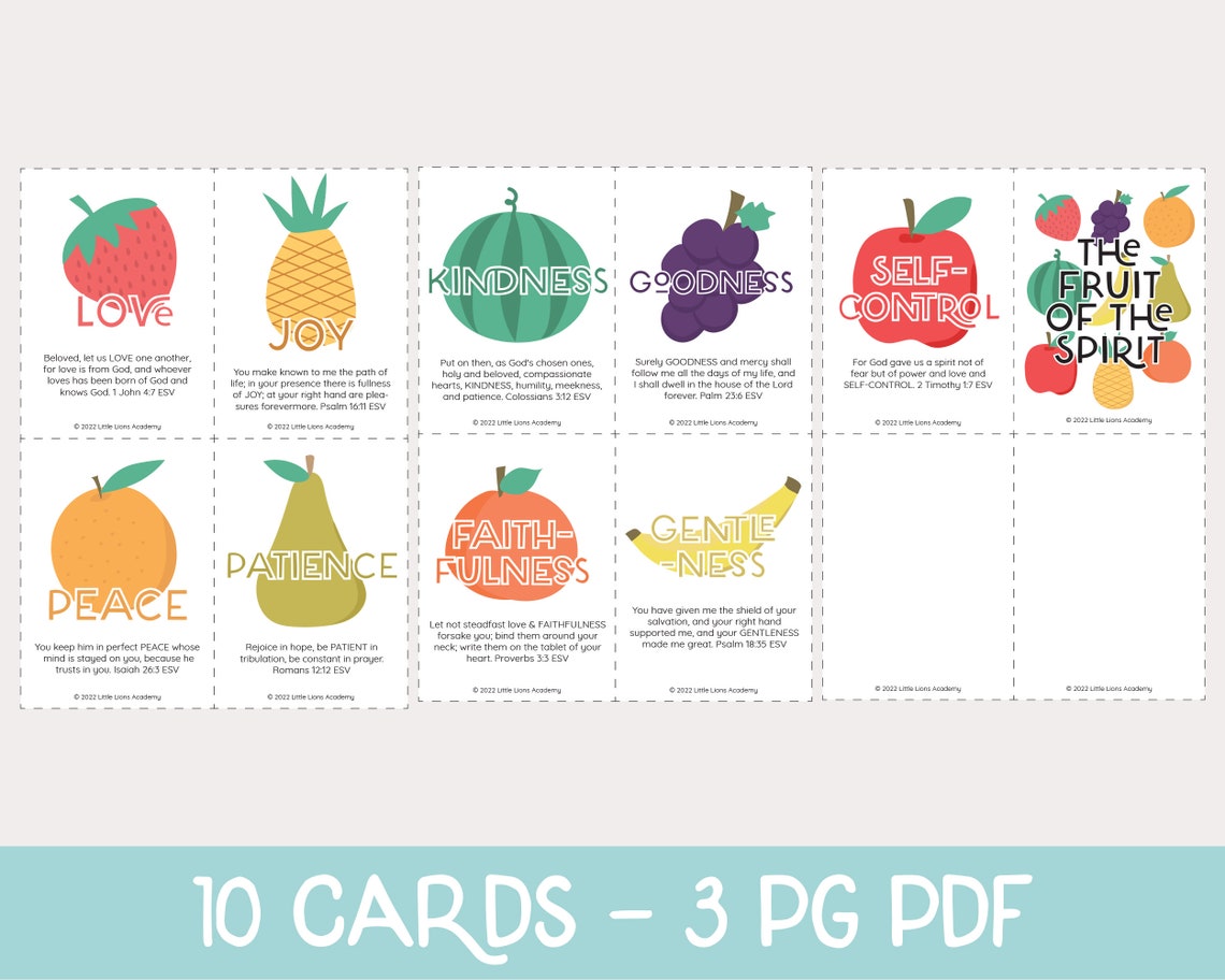 Fruit of the Spirit Flashcards Fruit of the Spirit Printable - Etsy