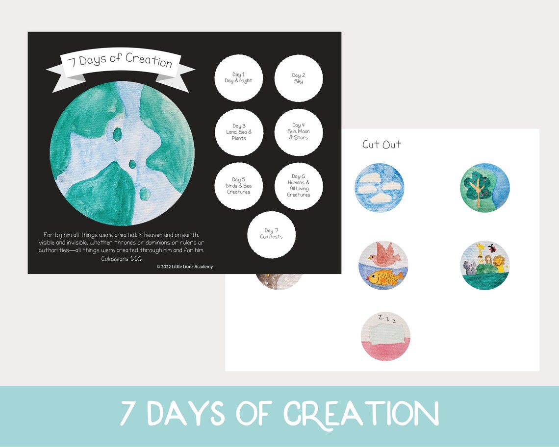7 Days of Creation Printable, Christian Kids Printable, Bible ...