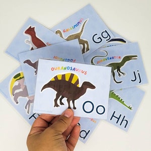 Dinosaur Alphabet Flashcards, Alphabet Printable, ABC Cards, Flash ...