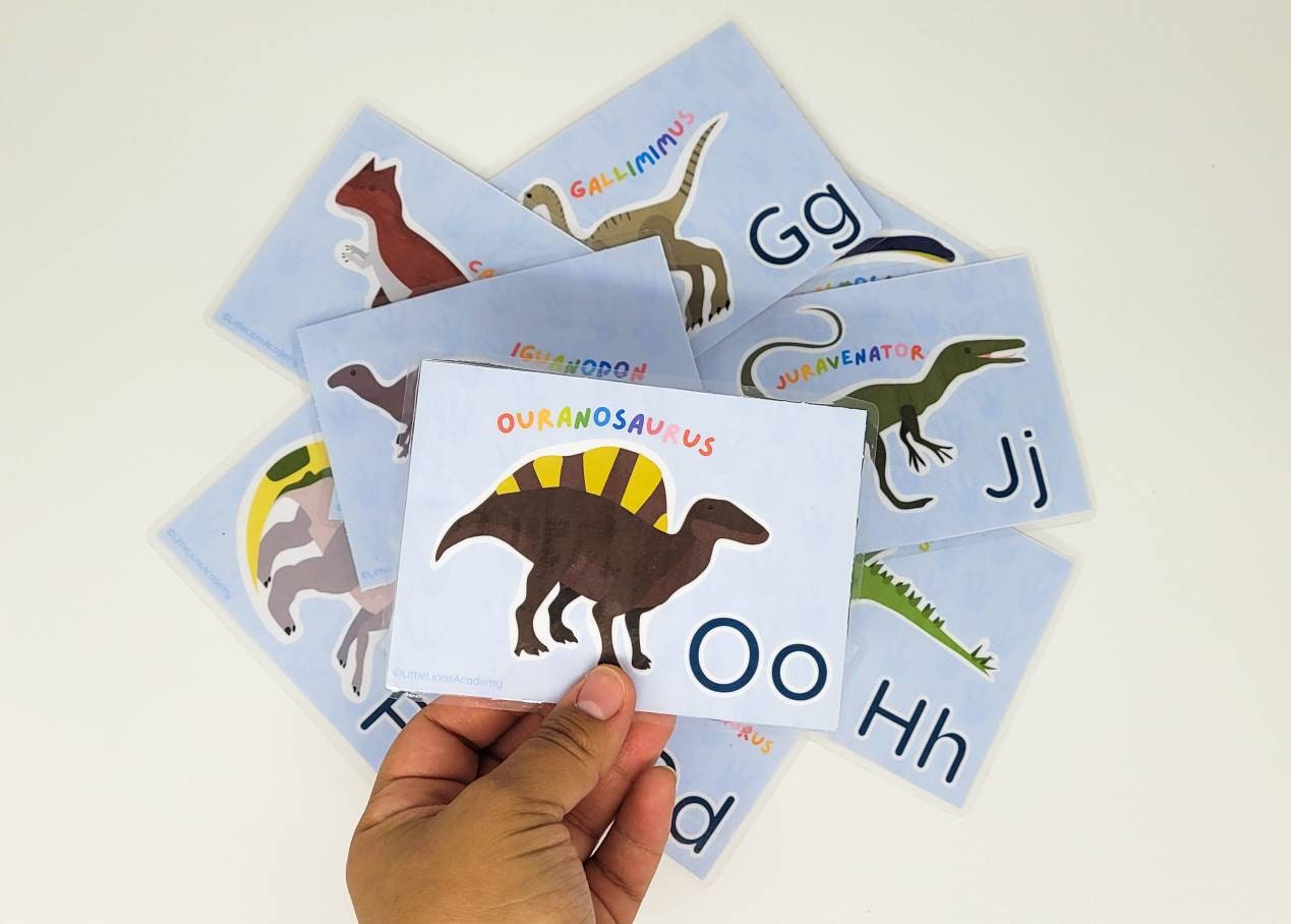 Dinosaur Alphabet Flashcards, Alphabet Printable, ABC Cards, Flash ...