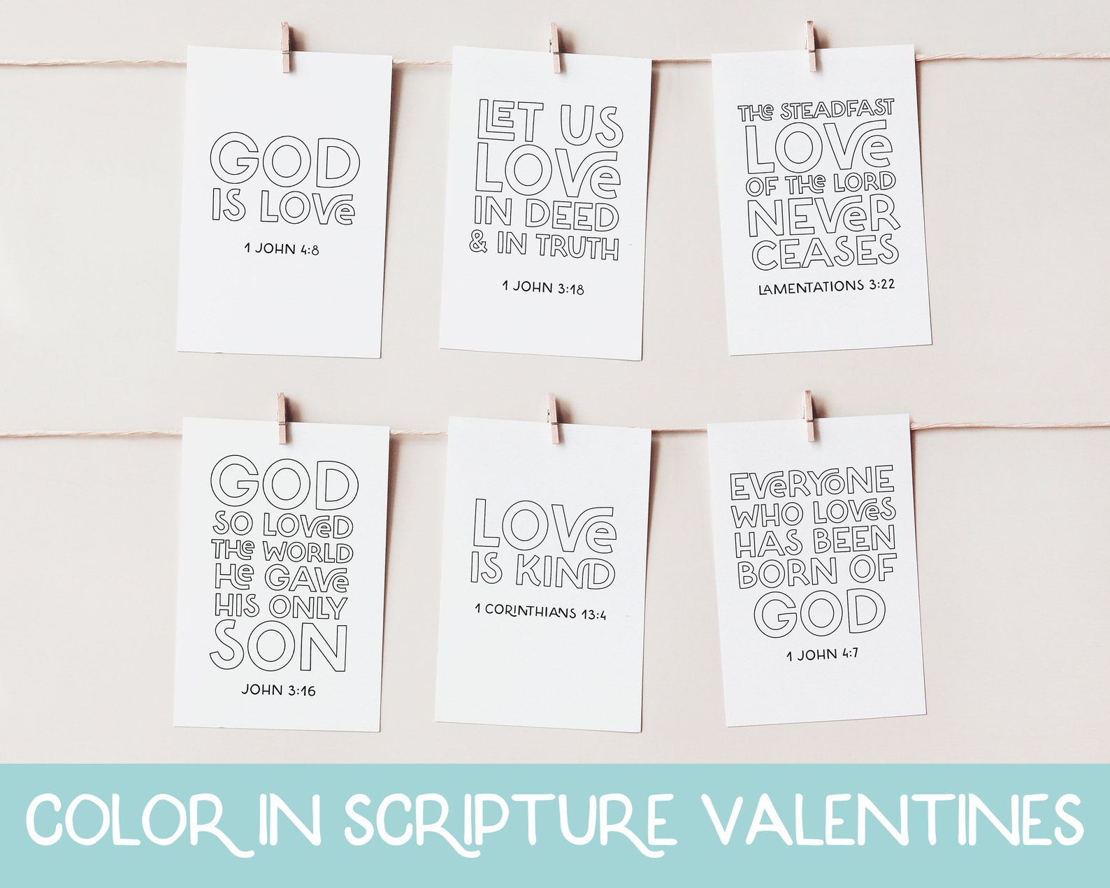 Valentines Day Coloring Card for Kids, Scripture Valentine Cards, Bible ...