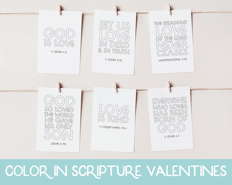 Valentines Day Coloring Card for Kids, Scripture Valentine Cards, Bible ...