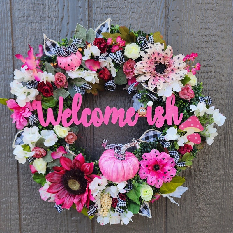 Pink Fall Wreath - Etsy