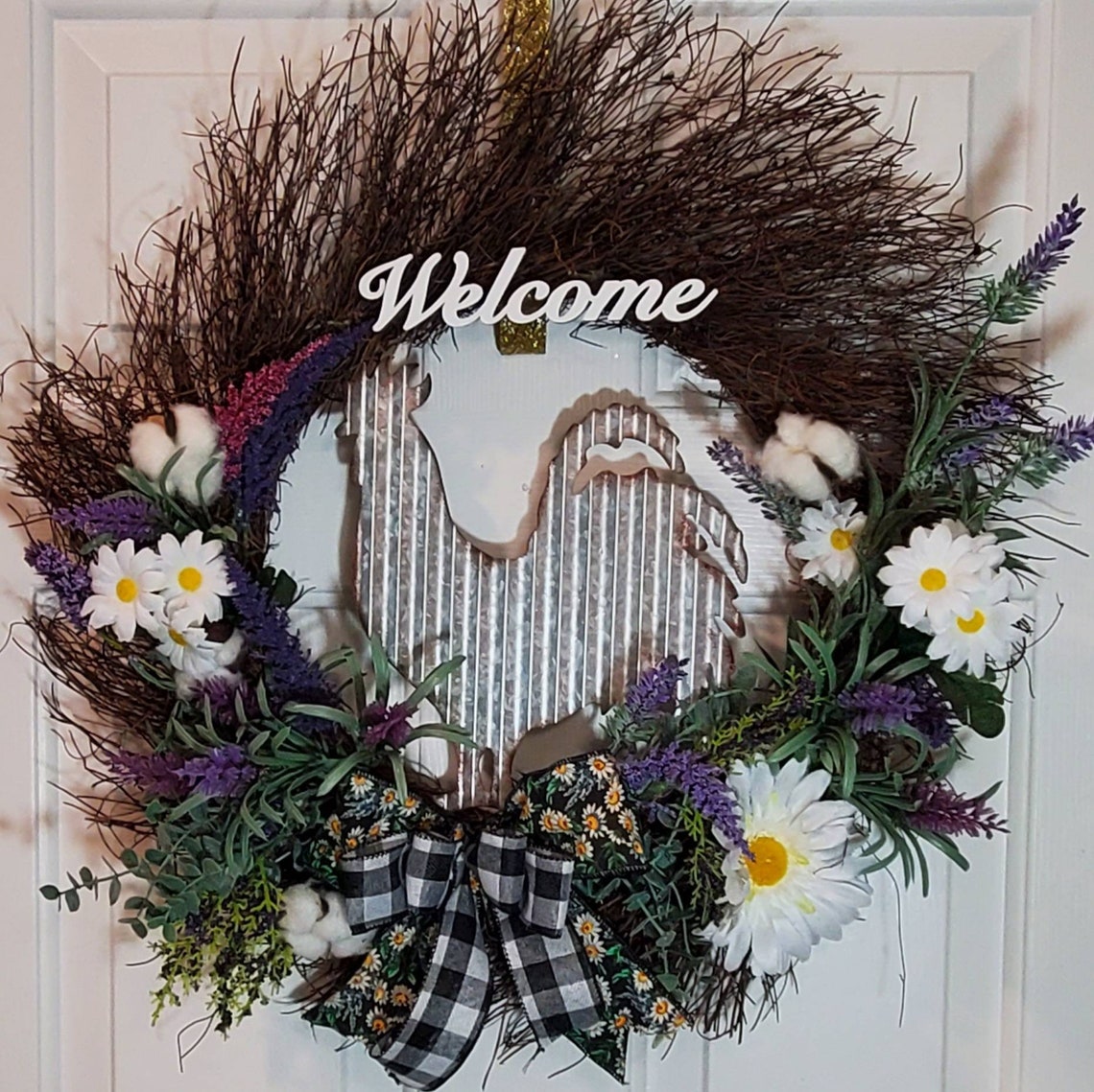 Rooster Wreath , A Touch of the Farm Amidst Daisies and Lavender. FREE ...