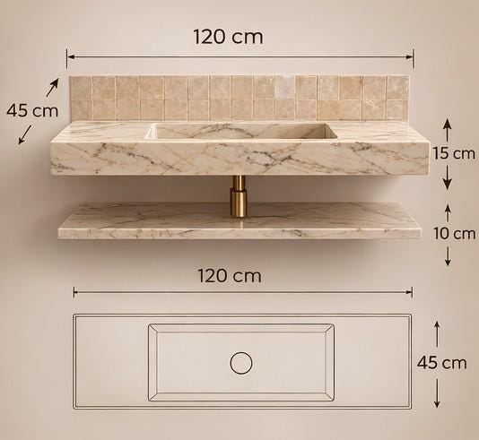 Floating Marble Sink – Wall Mounted Bathroom Basin, Custom Stone Vanity ...