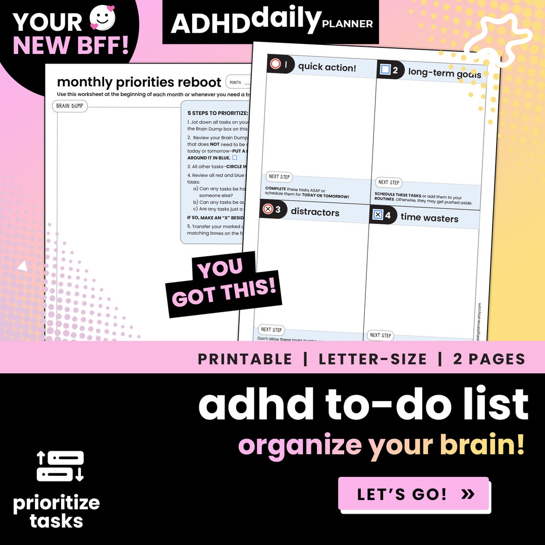 ADHD to Do List, Priority Matrix, Task Organizer, Eisenhower Matrix ...