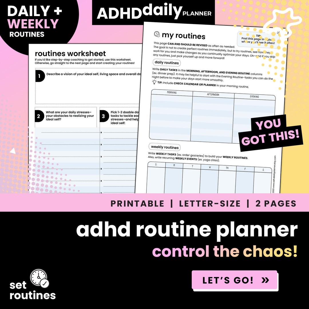 Daily Routine Planner, ADHD Weekly Routine Chart & Worksheet - Etsy