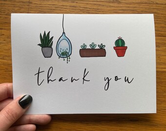 Botanic Succulents Thank You Card Illustrated Appreciation - Etsy