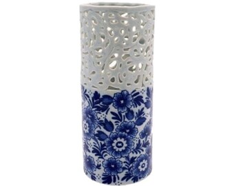 Delft Blue Porcelain Tulip Vase With Floral Design | Etsy