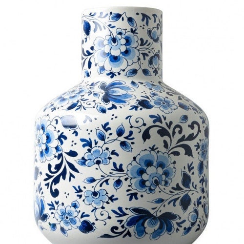 Modern Delft Blue Vase With Fun Bicycle Design | Etsy