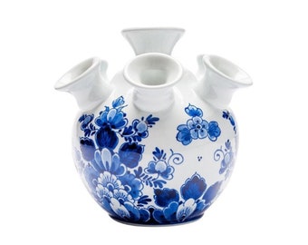 Tulip Vase Three-piece Pyramid Style Delft Blue Hand-painted | Etsy