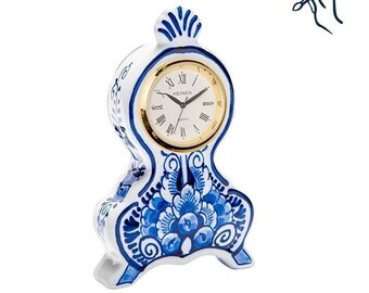 Delft Blue Cabinet Clock Mantelpiece With Floral Motif | Etsy