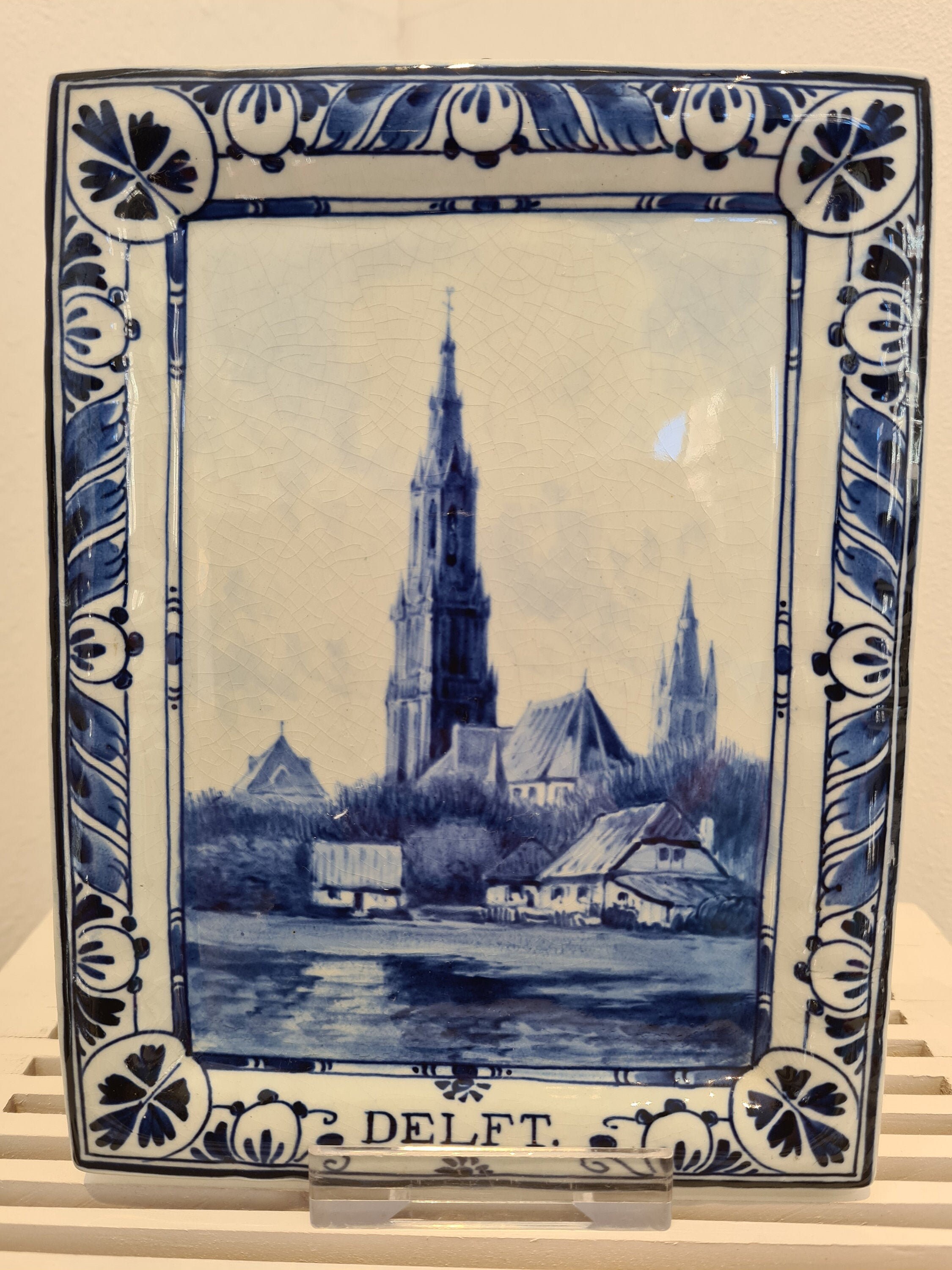 Antique Delft blue painting of city Delft on porcelain | Etsy