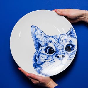 Wall Plate Cat - Delft Blue - Ceramic - 31 Cm - Etsy