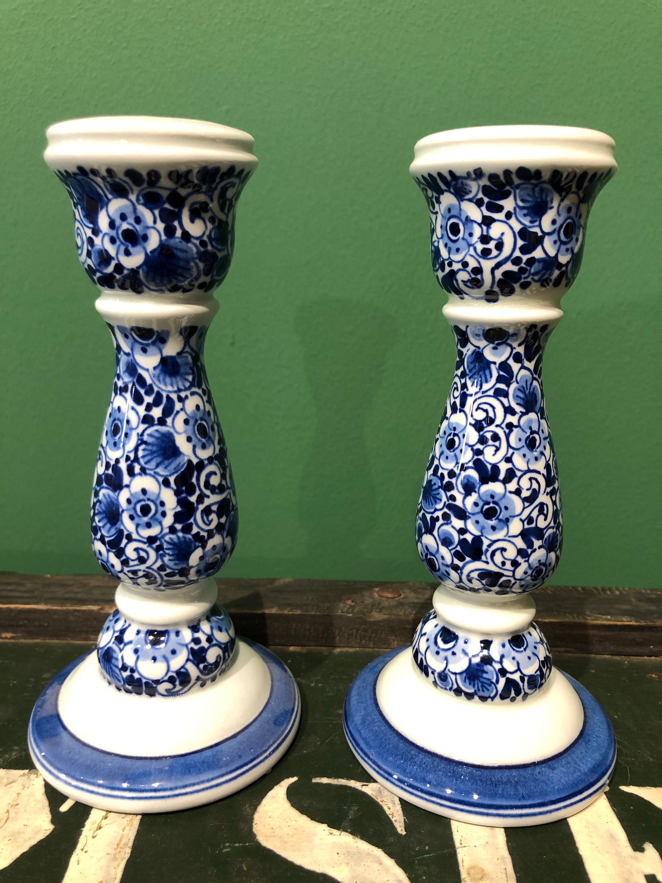 Delft Blue Hand-painted Candlestick Holder Real Handmade - Etsy