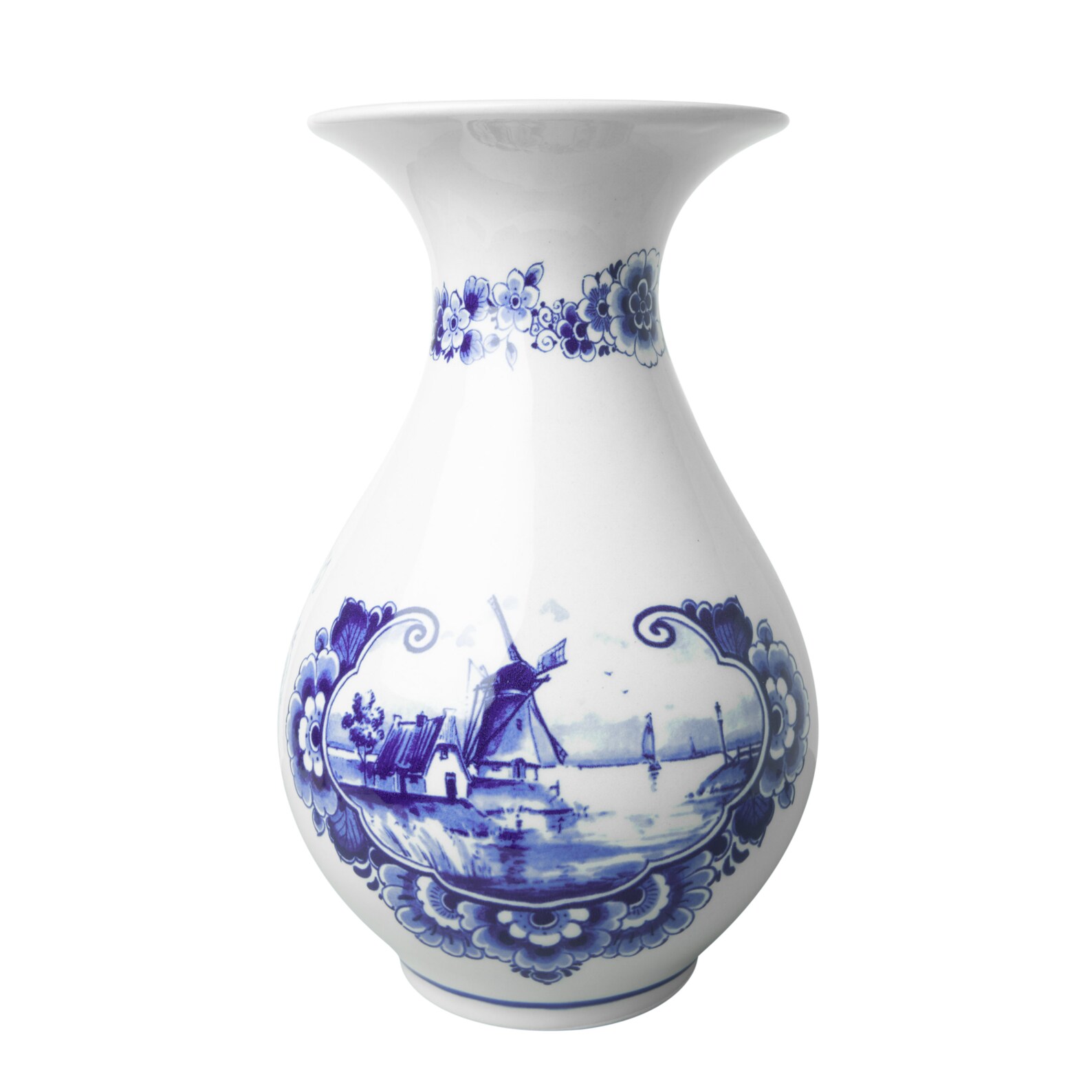 Delft blue belly vase with landscape design by Heinen Delfts | Etsy