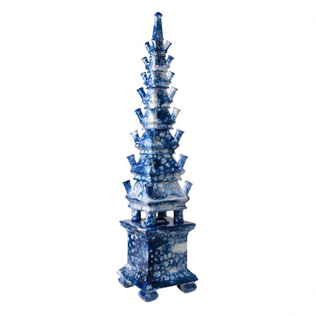 Tulipiere azul de Delft de 7 niveles jarrón piramidal de - Etsy España