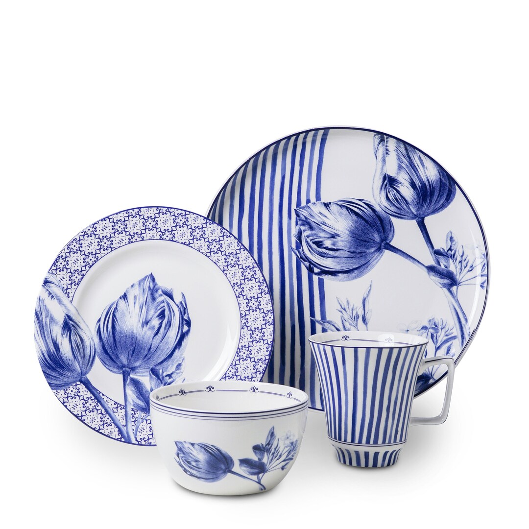 Tableware / 4 Pcs, Sharing Moments Tulip, Delft Blue Porcelain - Etsy