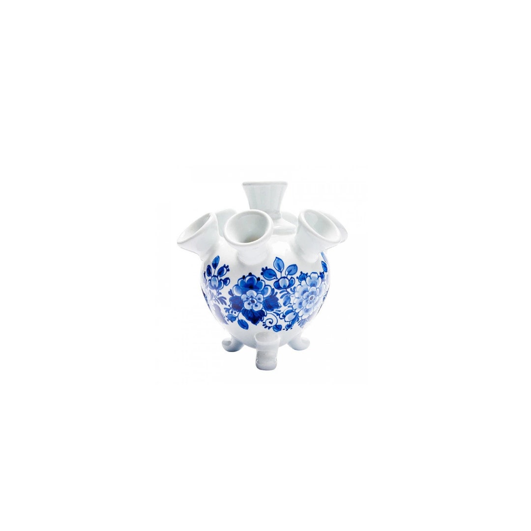 Delft Blue Tulip Vase, Tulipiere With Hand-painted Design on Porcelain ...