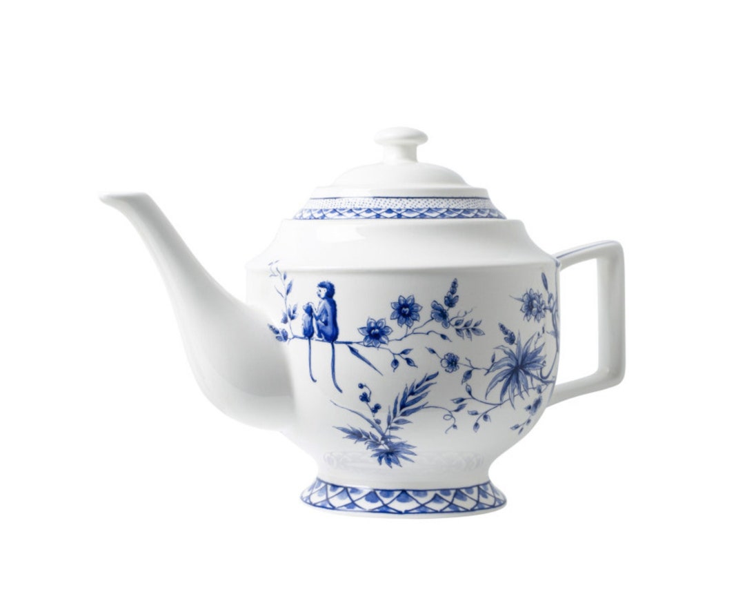 Teapot 1500 Ml, Sharing Moments Monkeys, Delft Blue Porcelain - Etsy