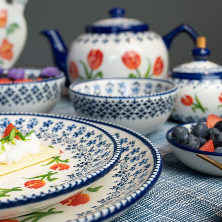Delft Blue Teapot With Tulips Handmade and Hand-painted | Etsy