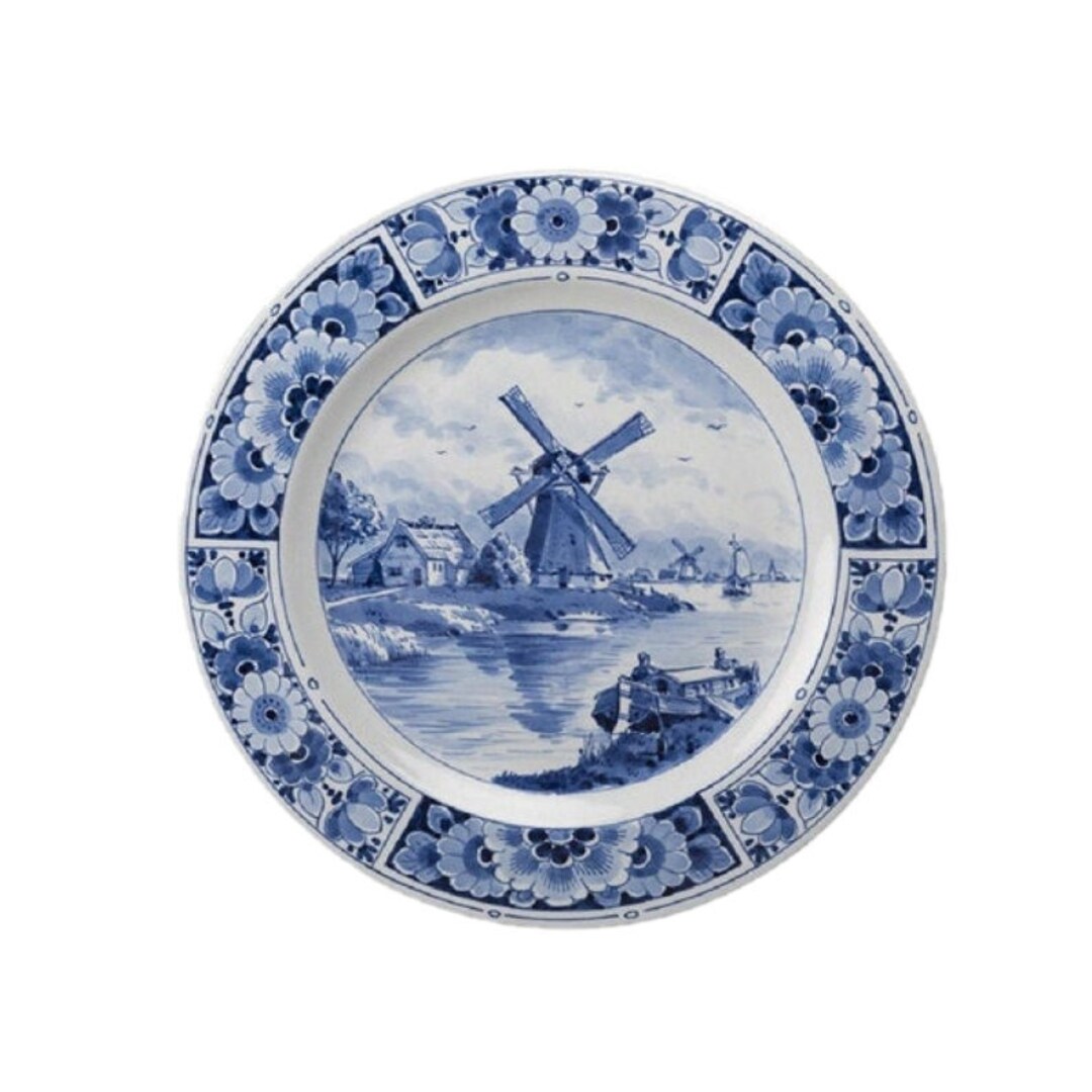 Wall Plate Delft Blue Porcelain With Dutch Landscape, Fully Hand ...