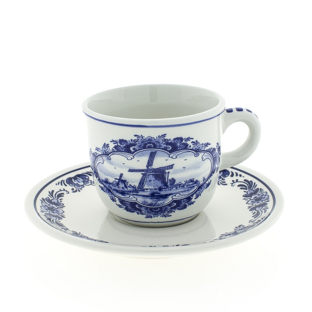 Delft Blue Cup and Saucer, Windmill - Etsy