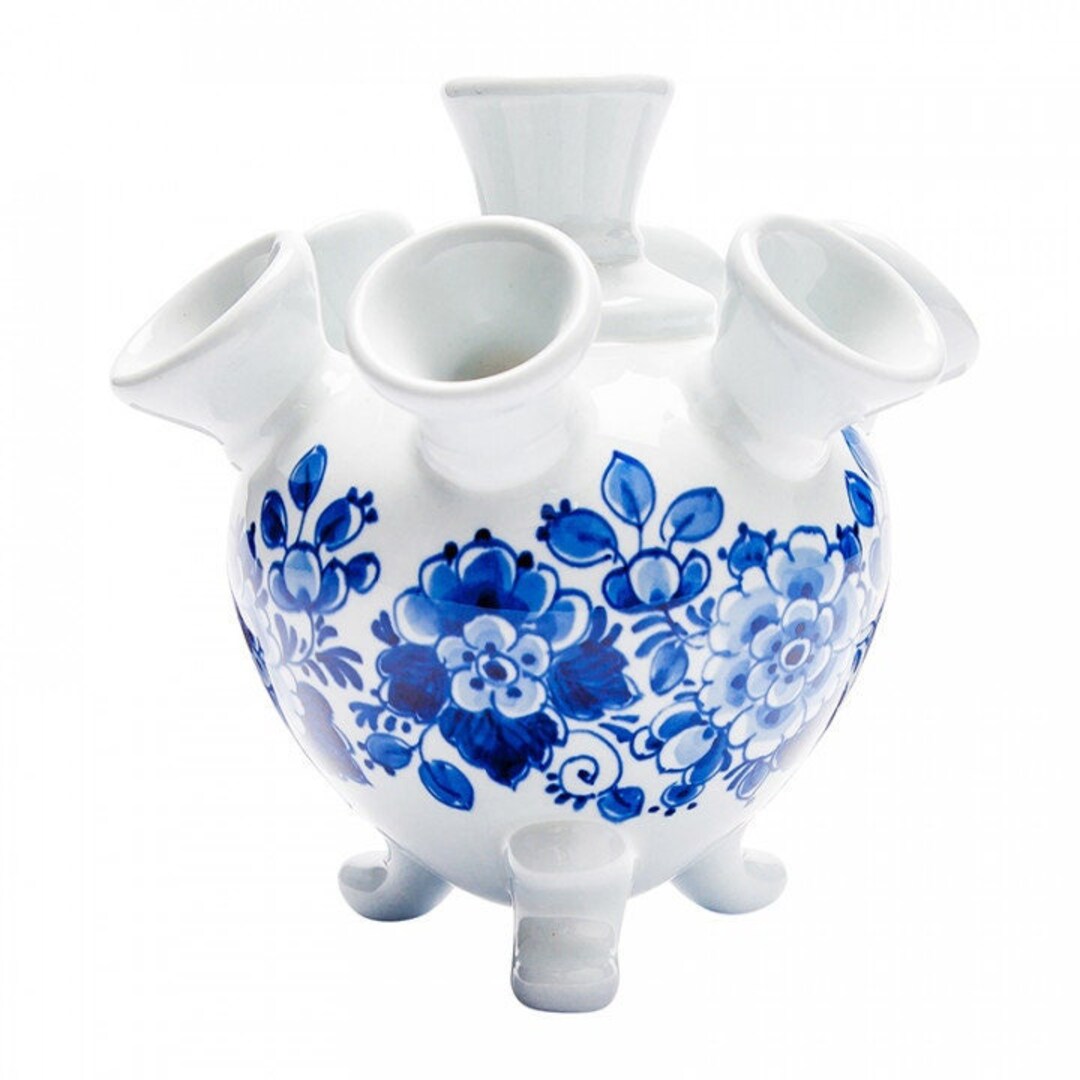 Delft Blue Tulip Vase, Tulipiere With Hand-painted Design on Porcelain ...