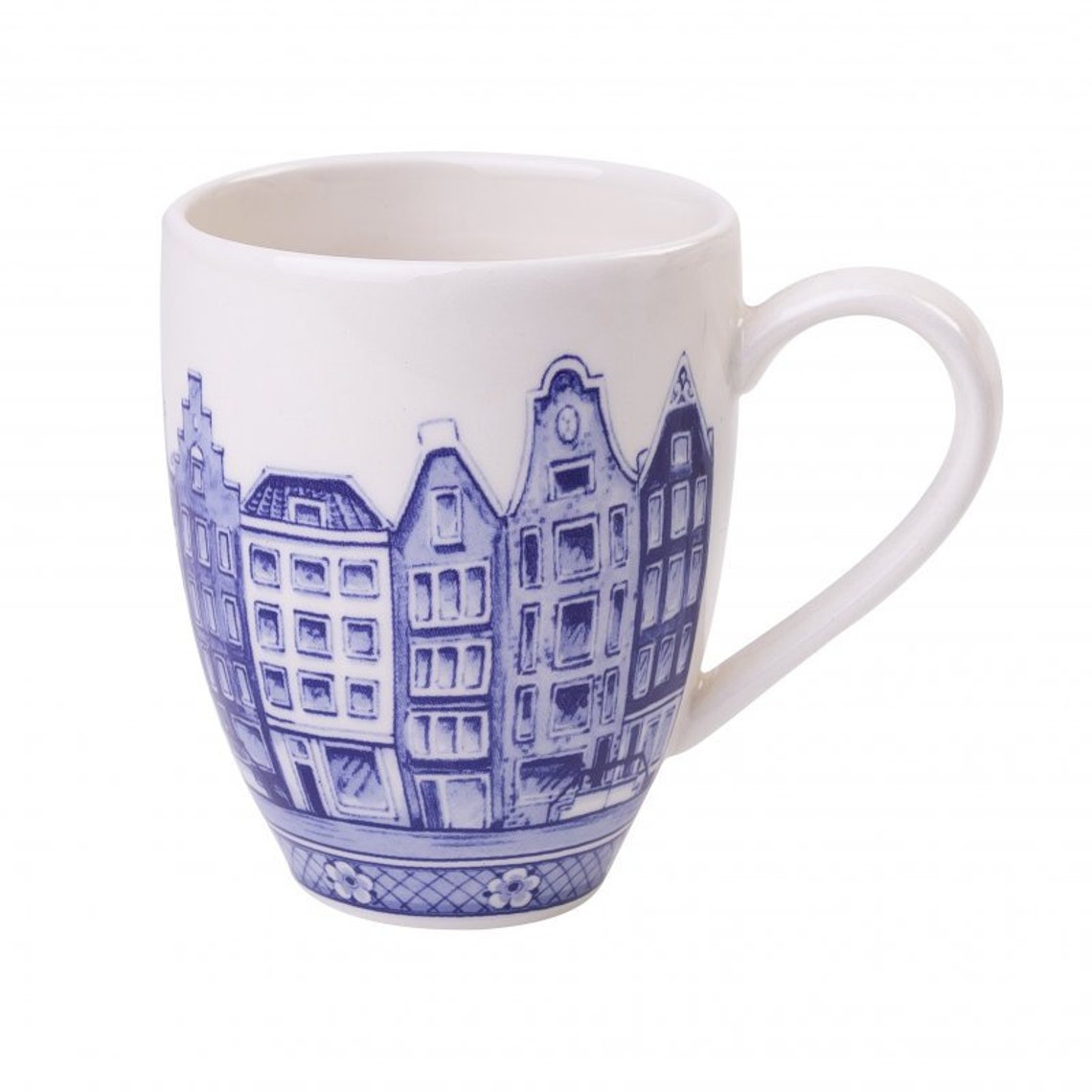 Delft blue porcelain coffee cup or coffee mug with flower | Etsy