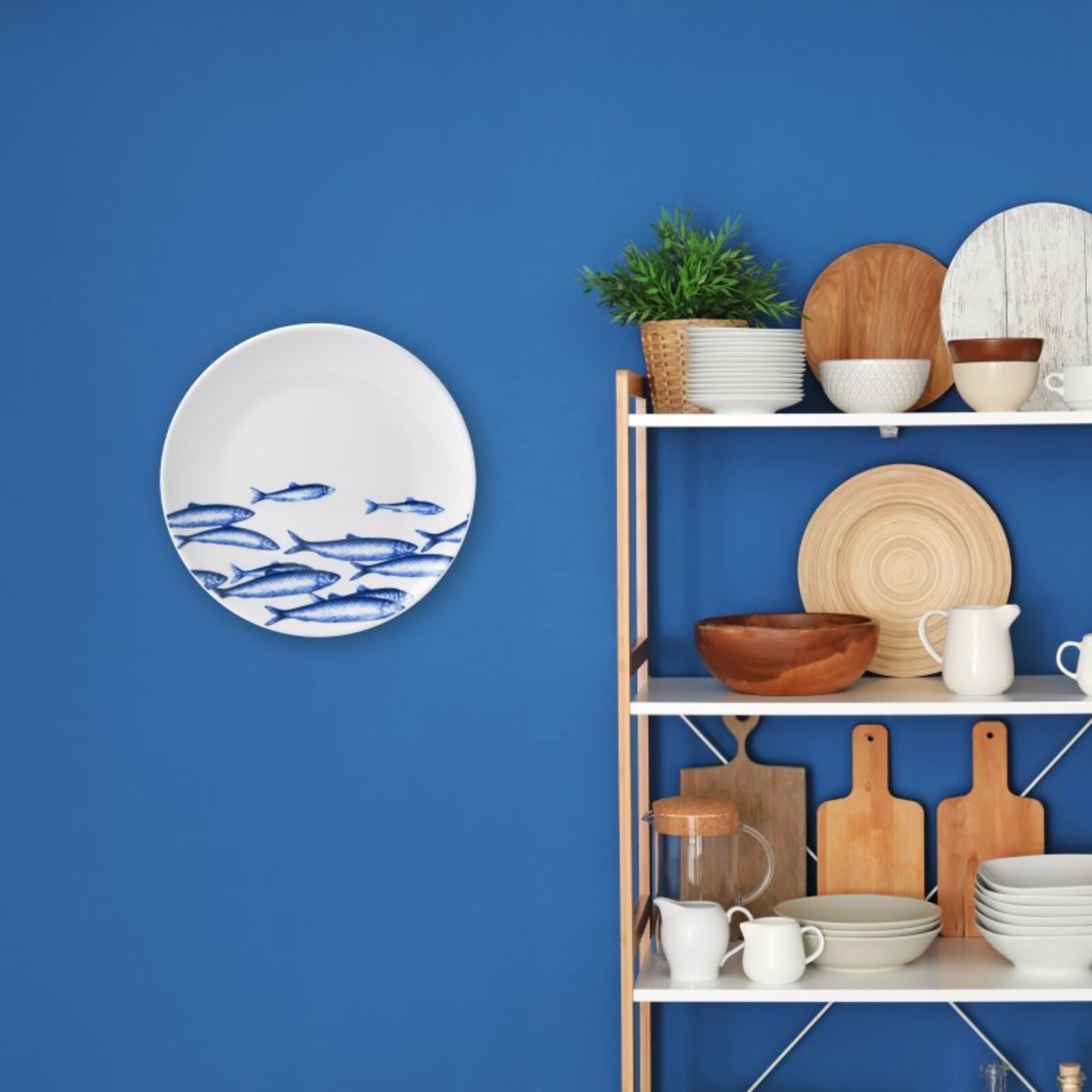 Delft Blue Plate With Fish Swimming Away Porcelain Wall - Etsy